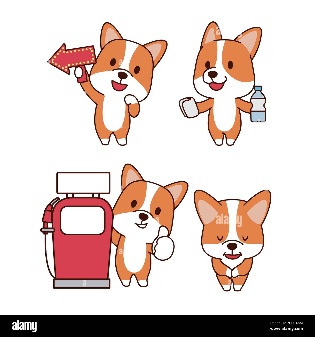 Set of animal emoticon. Cartoon dog in different job characters ...