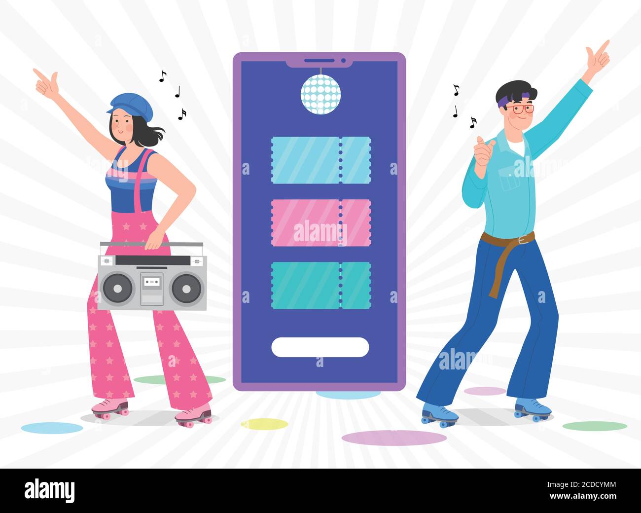 Retro style cartoon characters with sale, discount, coupon, and banner ...