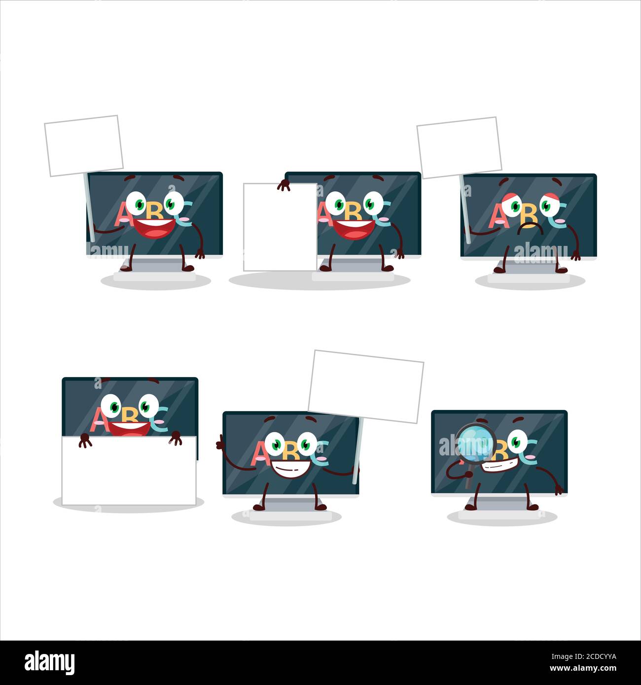 Alphabet on monitor cartoon character bring information board Stock ...