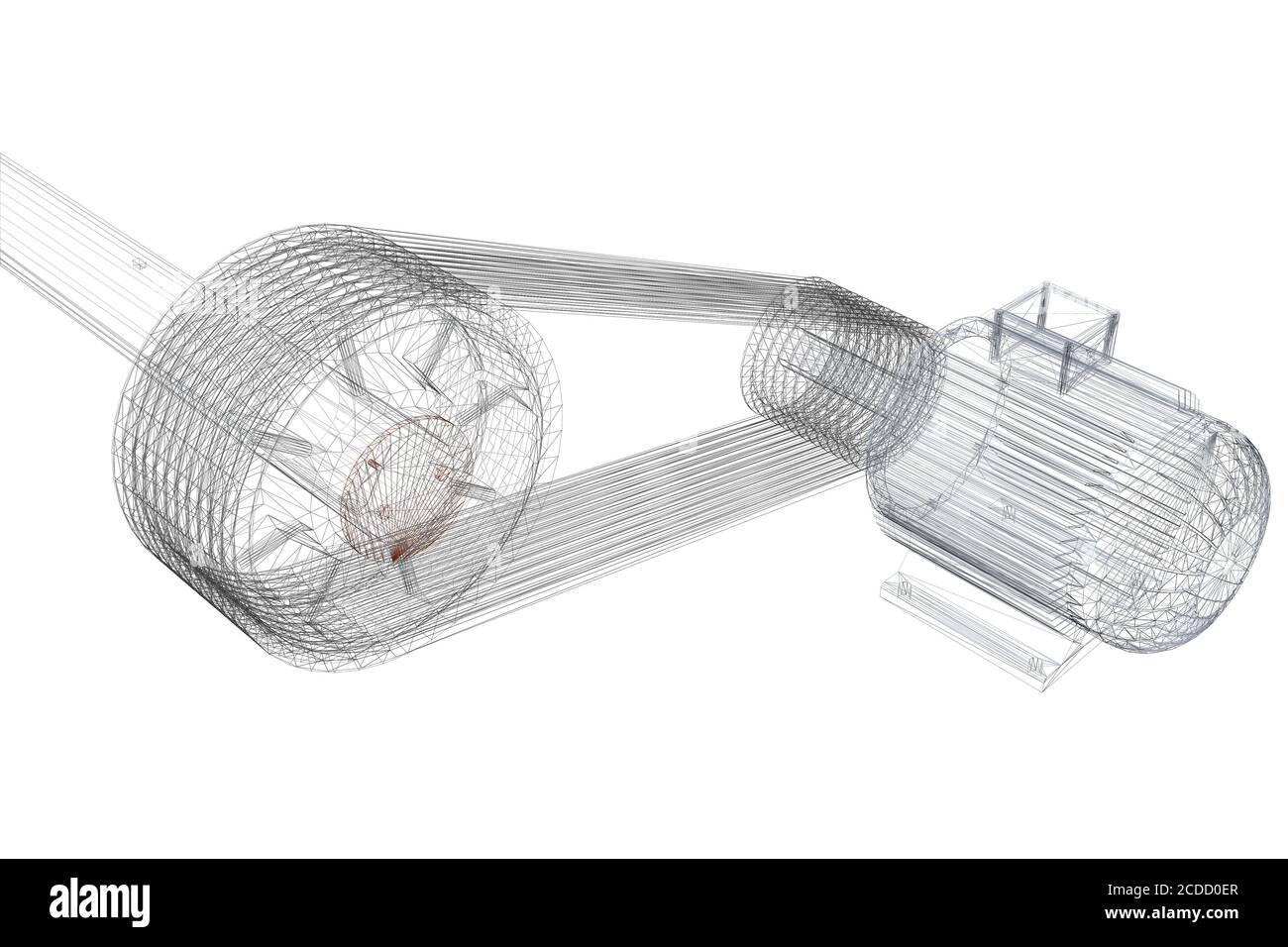 Engine wireframe with belts. Electric motor circuit. 3D. Vector ...