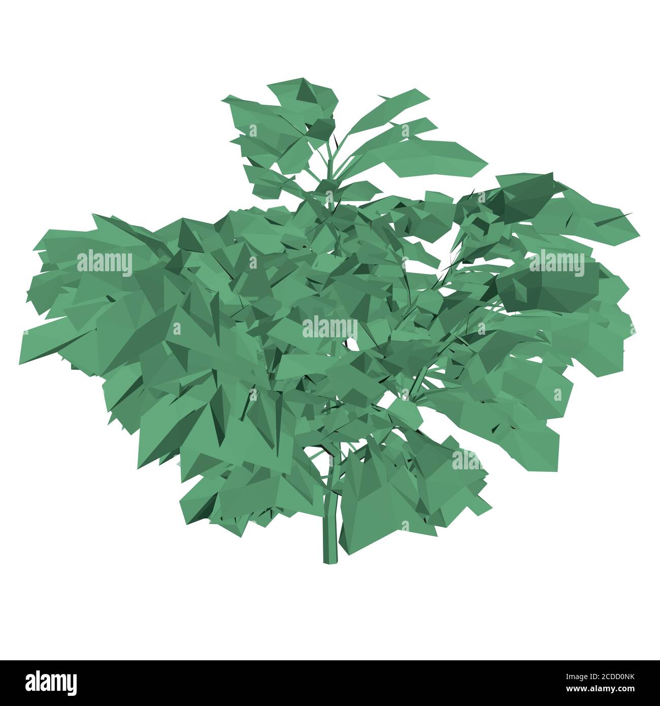 Low poly green tree with many leaves isolated on white background. 3D ...