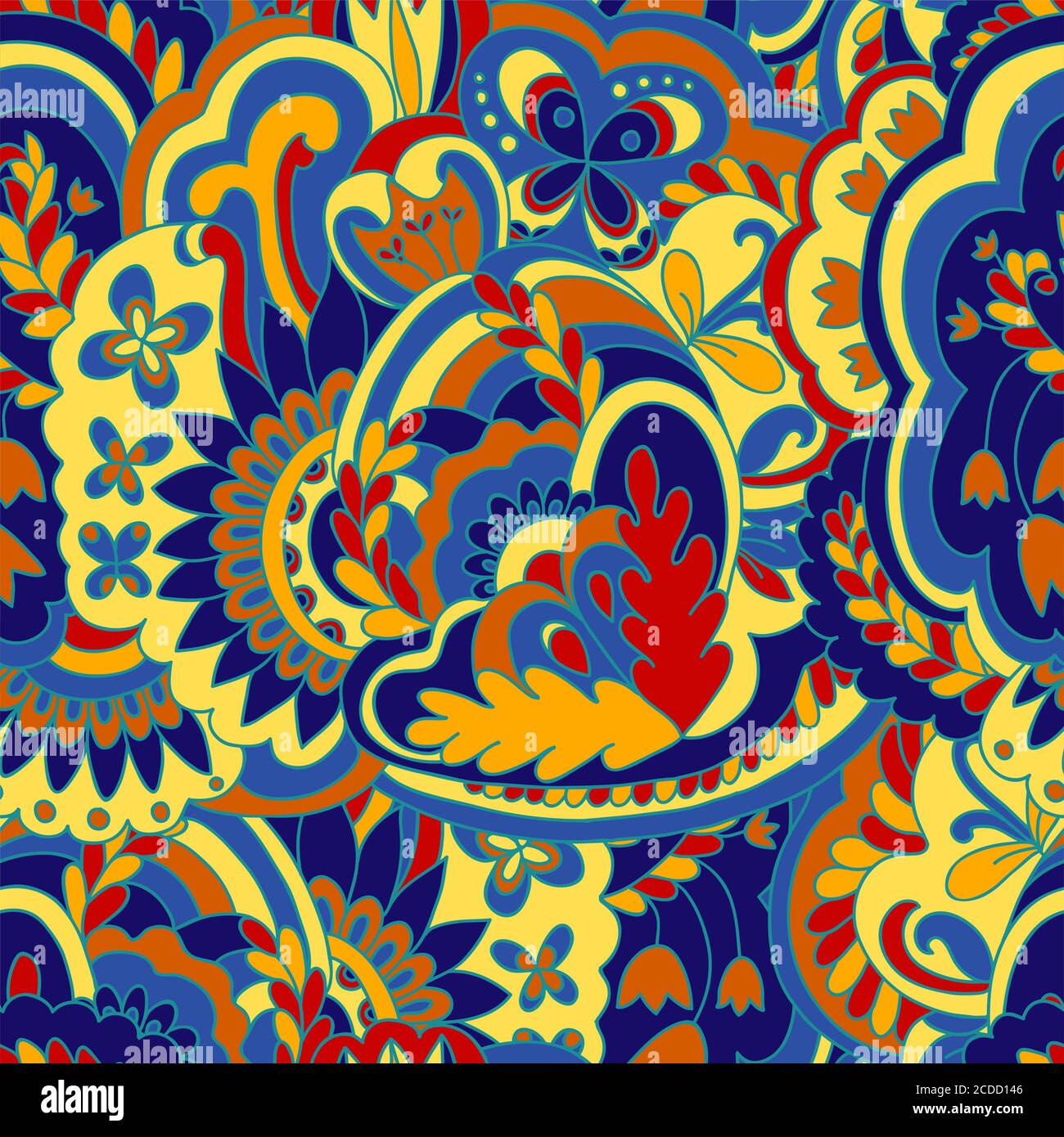 Bright psychedelic pattern with colorful curly doodle motifs Stock ...