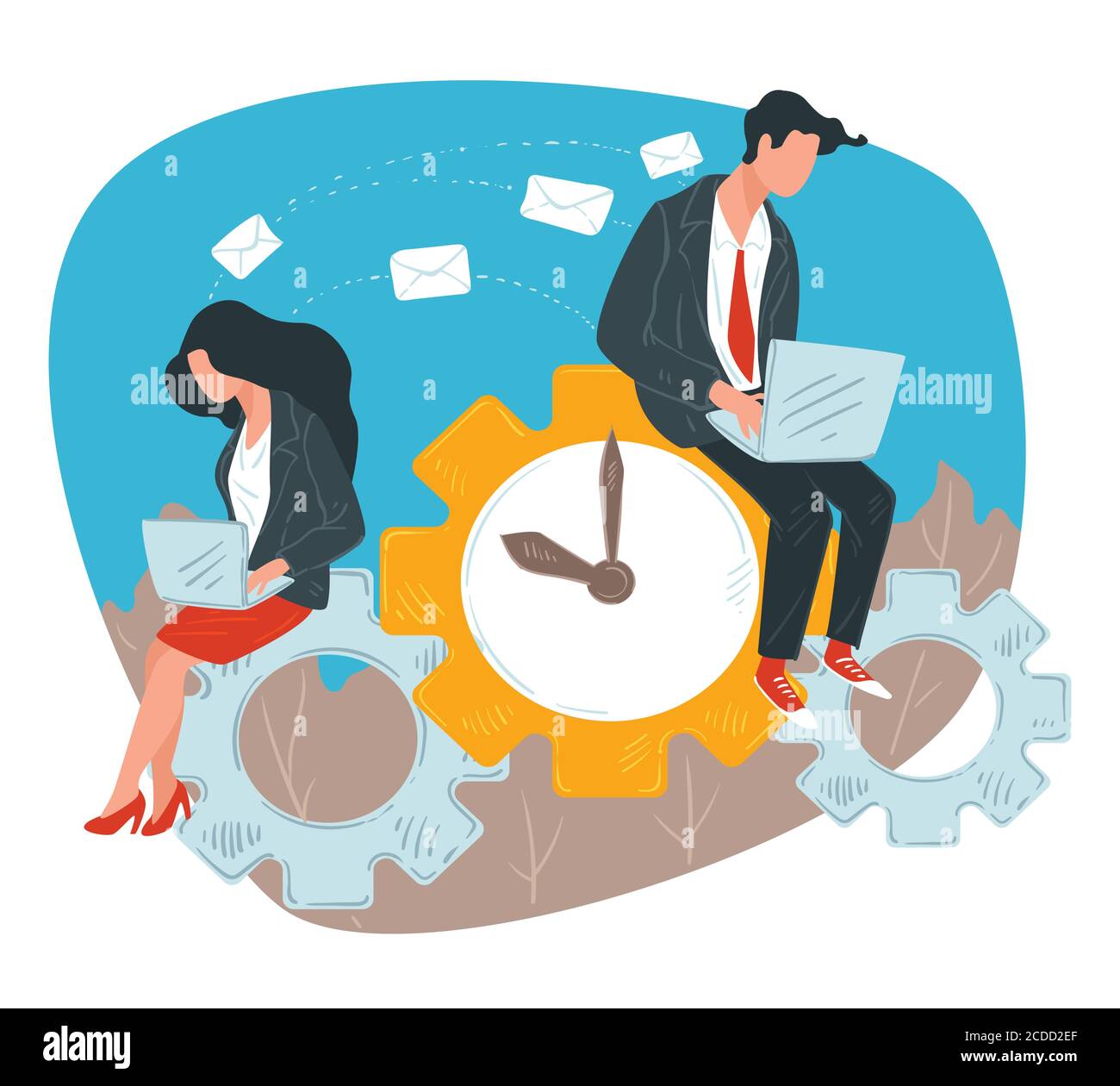 Employees working on project using laptops, business workers Stock ...