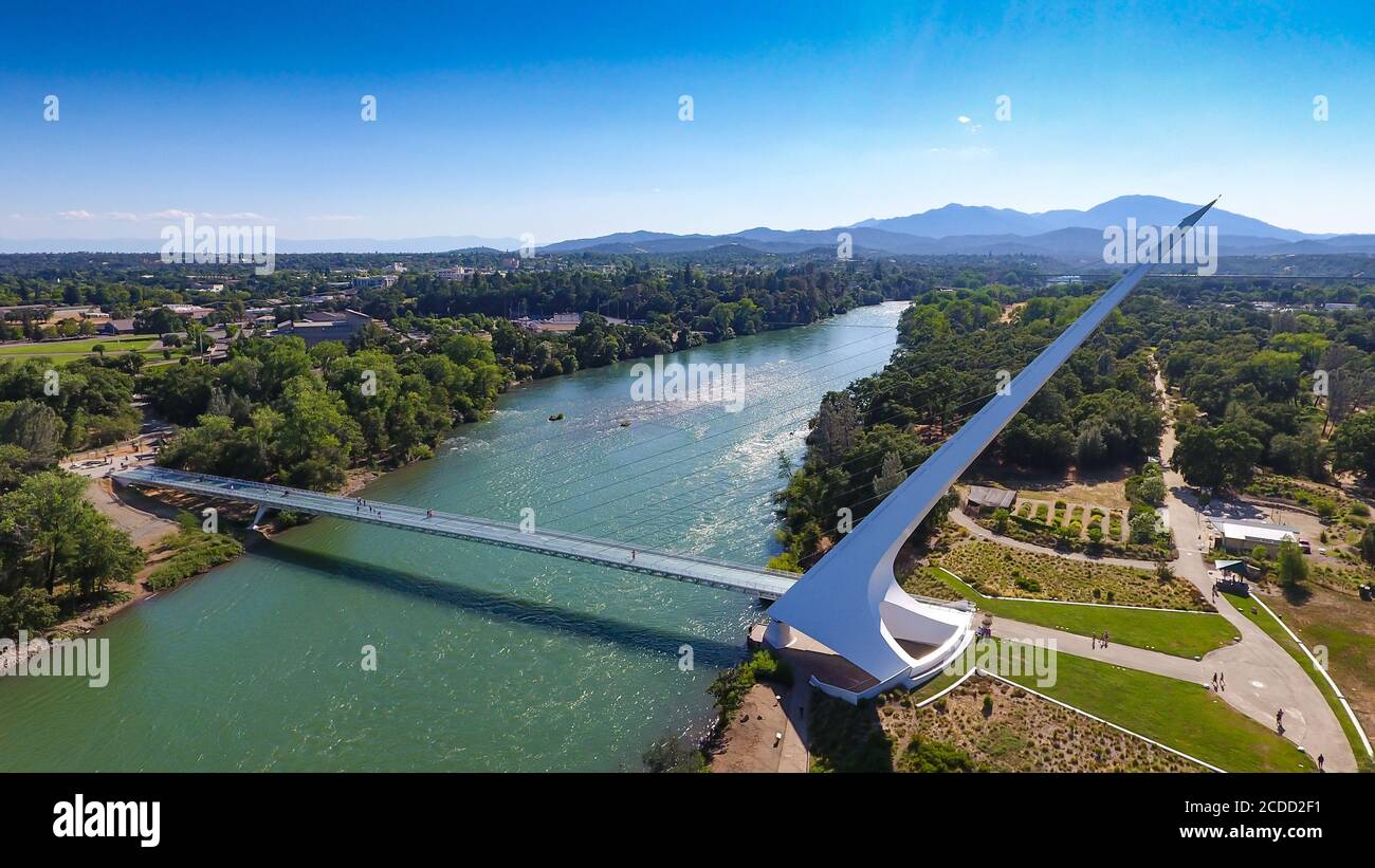 Sundial Bridge, Redding, CA, USA. Unique cantilever spar cable-stayed ...