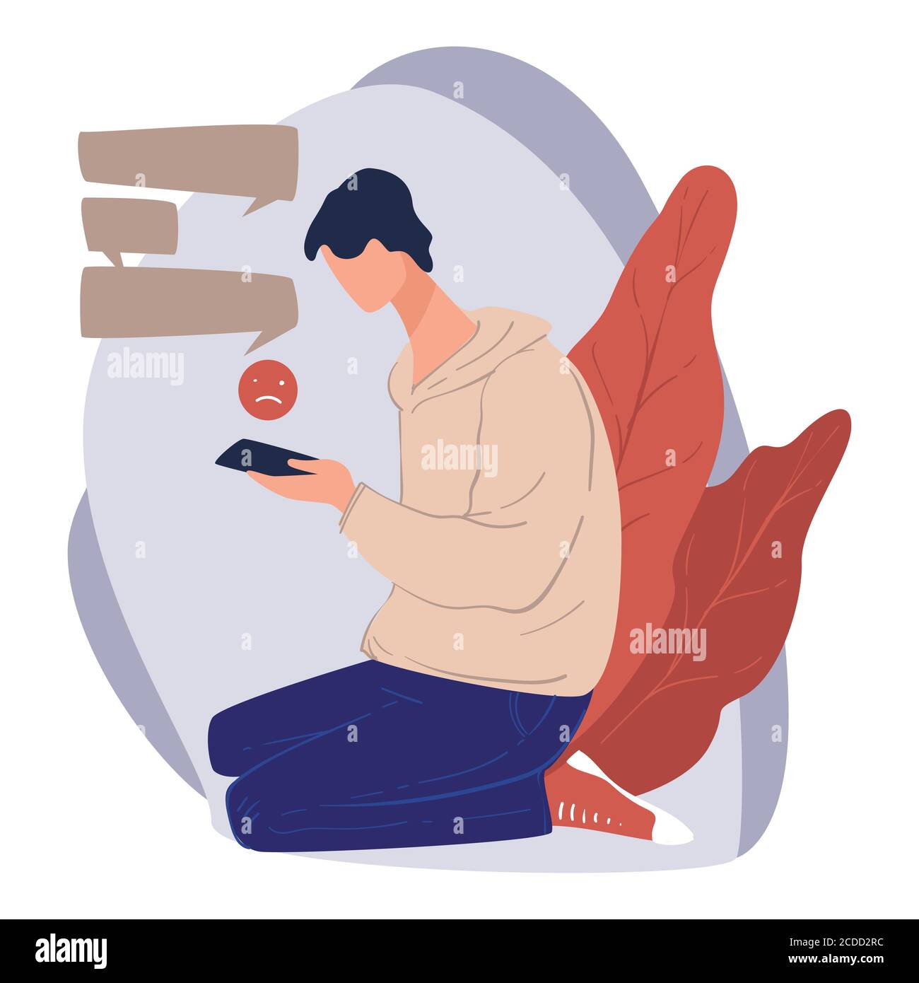 Man reading text message sad Stock Vector Images - Alamy