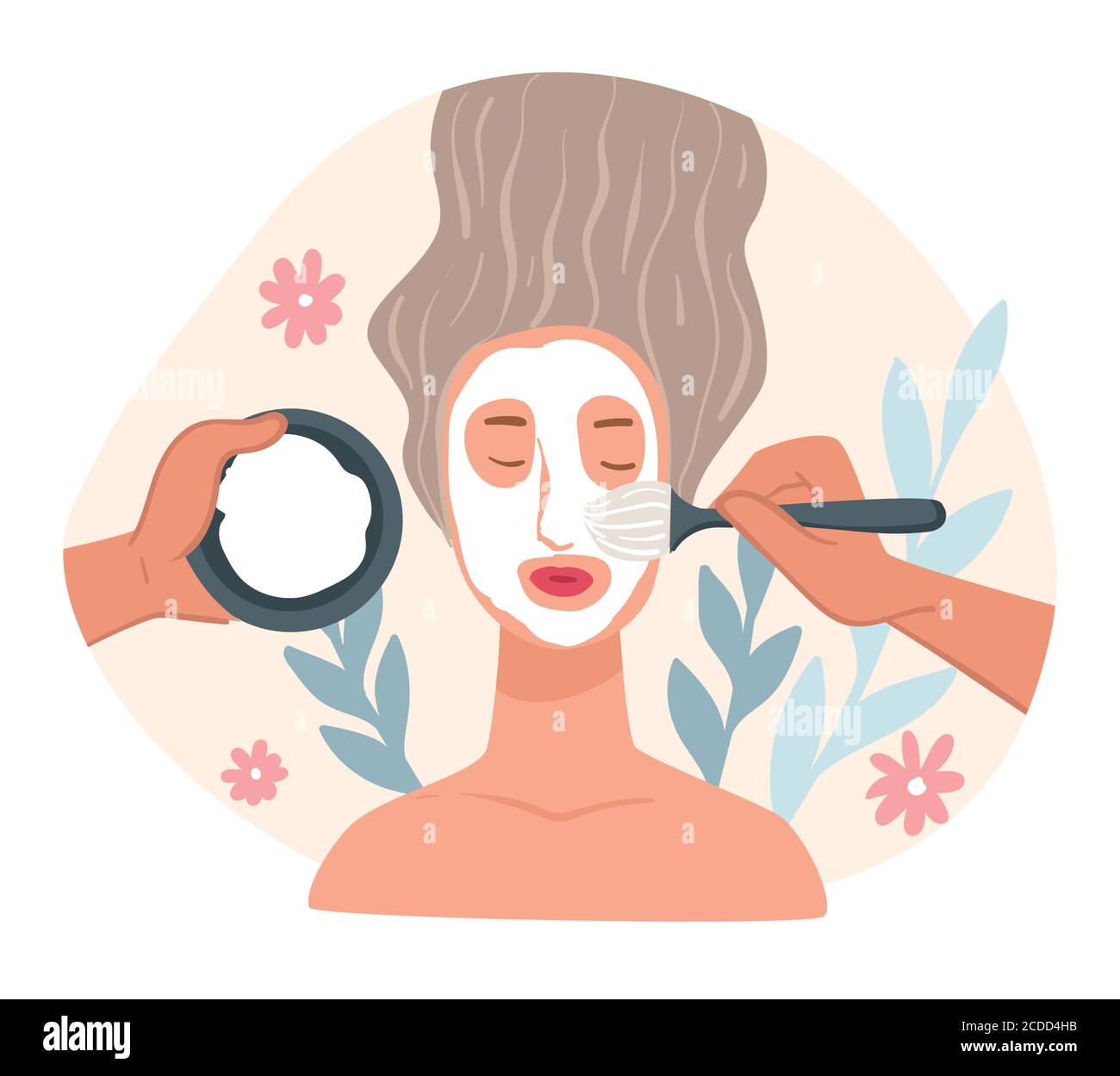 Beauty salon procedures and skincare, applying mask on face Stock ...