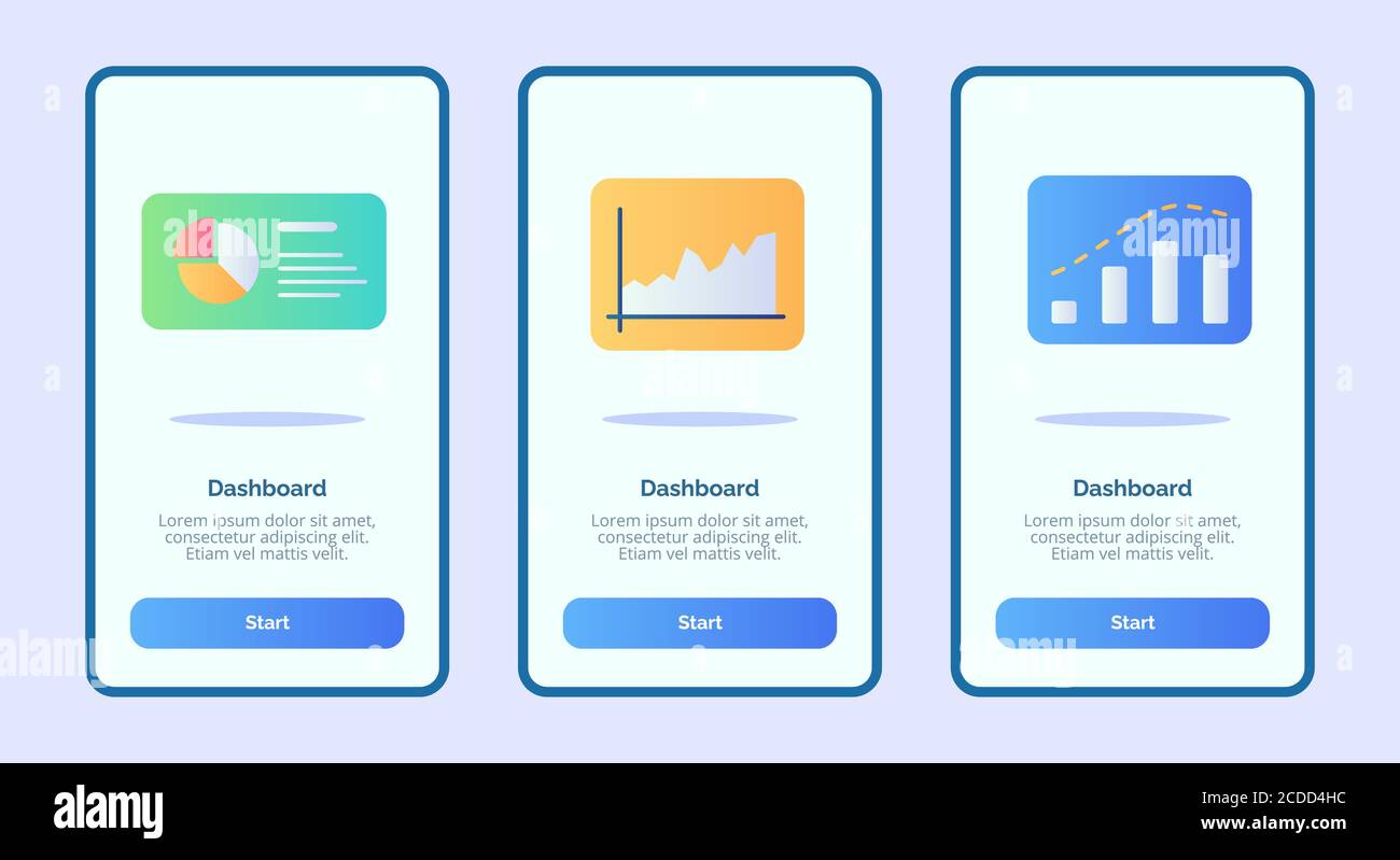 Dashboard for mobile apps template banner page UI with three variations ...