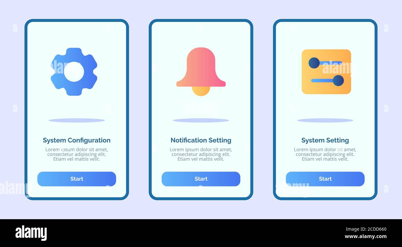 ystem configuration notification setting system setting for mobile apps template banner page UI ...