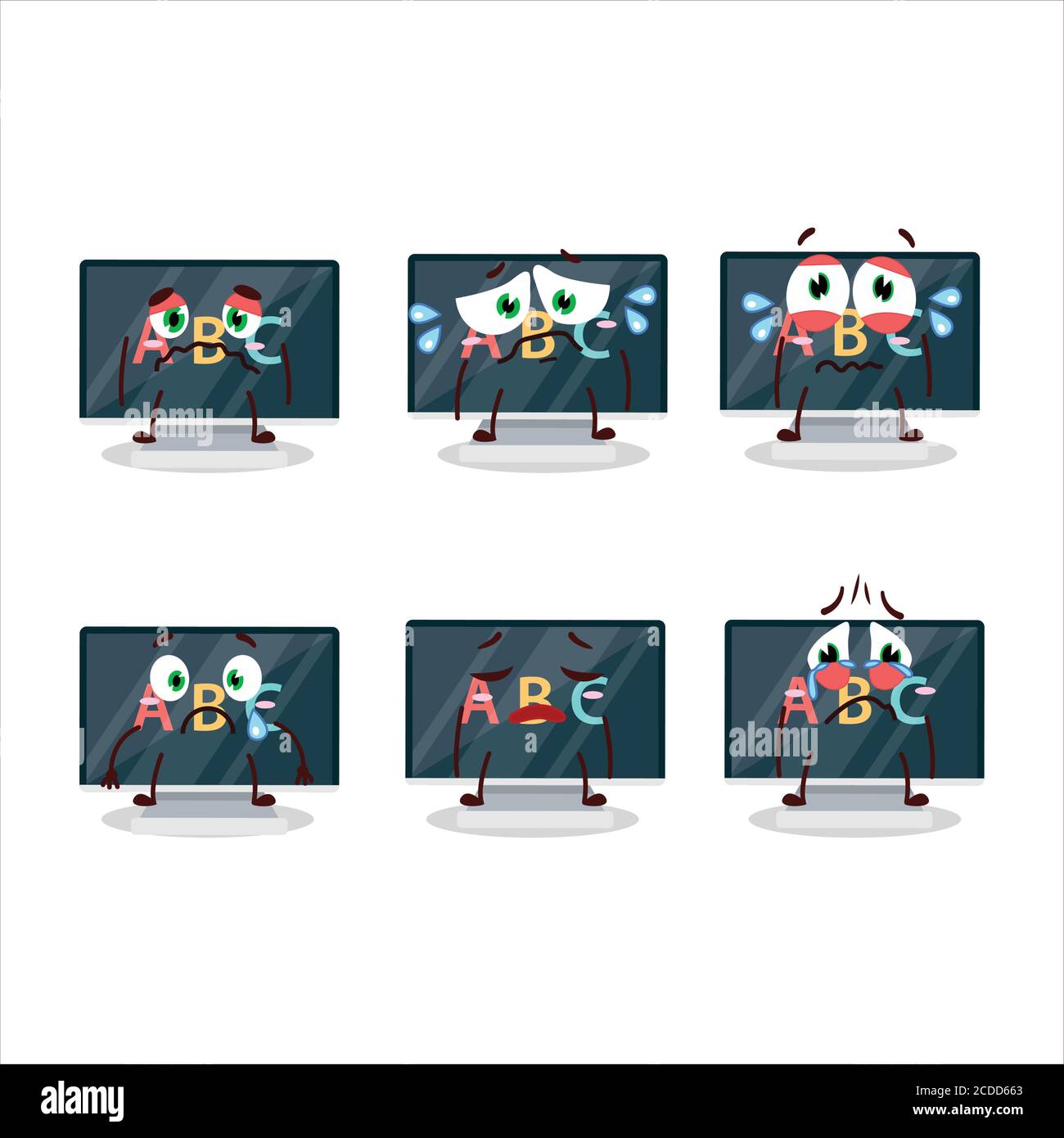 Alphabet on monitor cartoon character with sad expression Stock Vector ...
