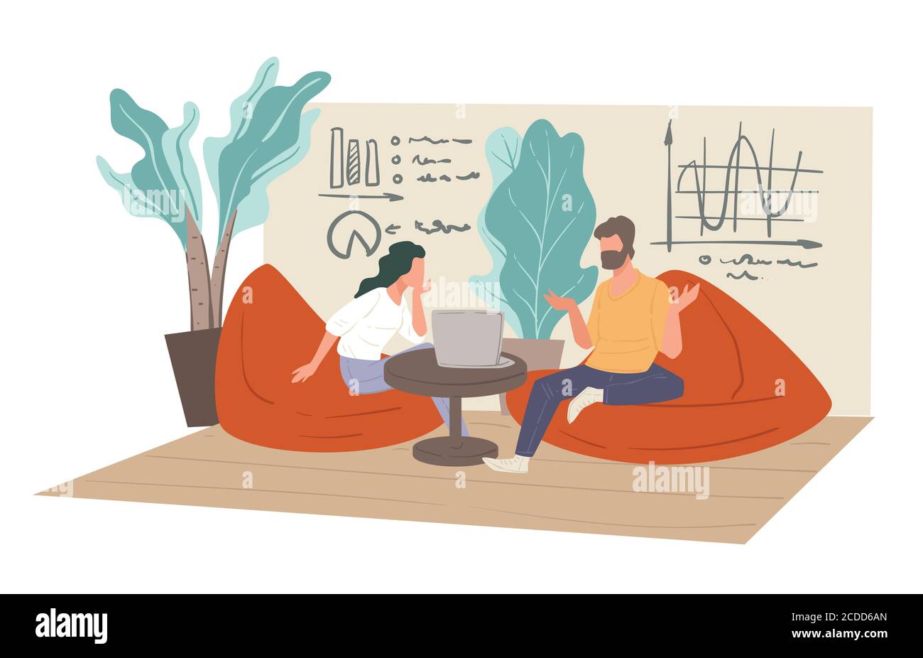 University campus lounge or workplace of young business people Stock ...