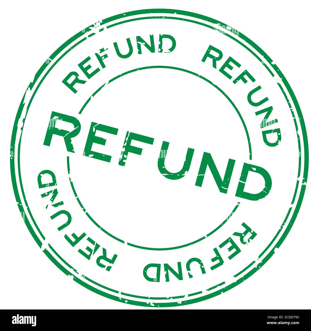 Grunge green refund word round rubber seal stamp on white background ...
