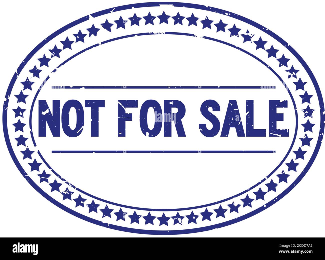 Grunge blue not for sale word oval rubber seal stamp on white ...