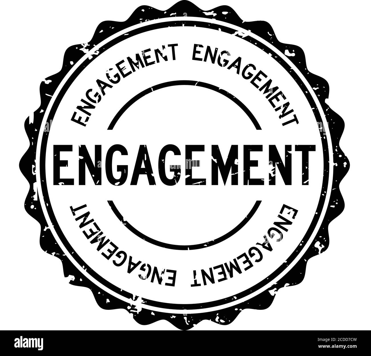 Grunge black engagement word round rubber seal stamp on white ...