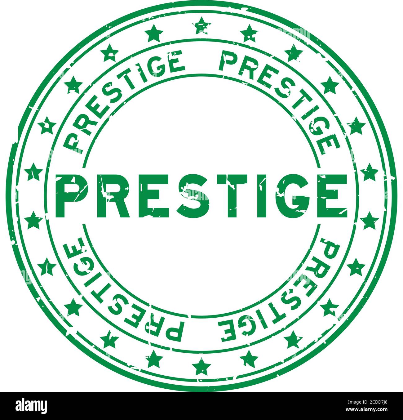Grunge green prestige word with star icon round rubber seal stamp on white background Stock ...