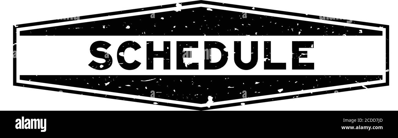 Grunge black schedule word hexagon rubber seal stamp on white ...