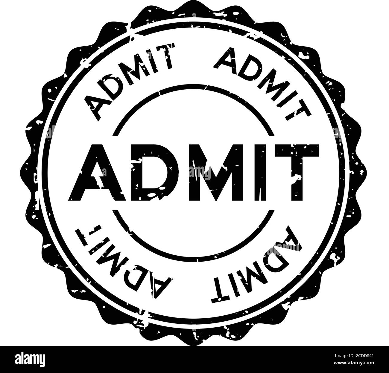 Grunge black admit word round rubber seal stamp on white background ...