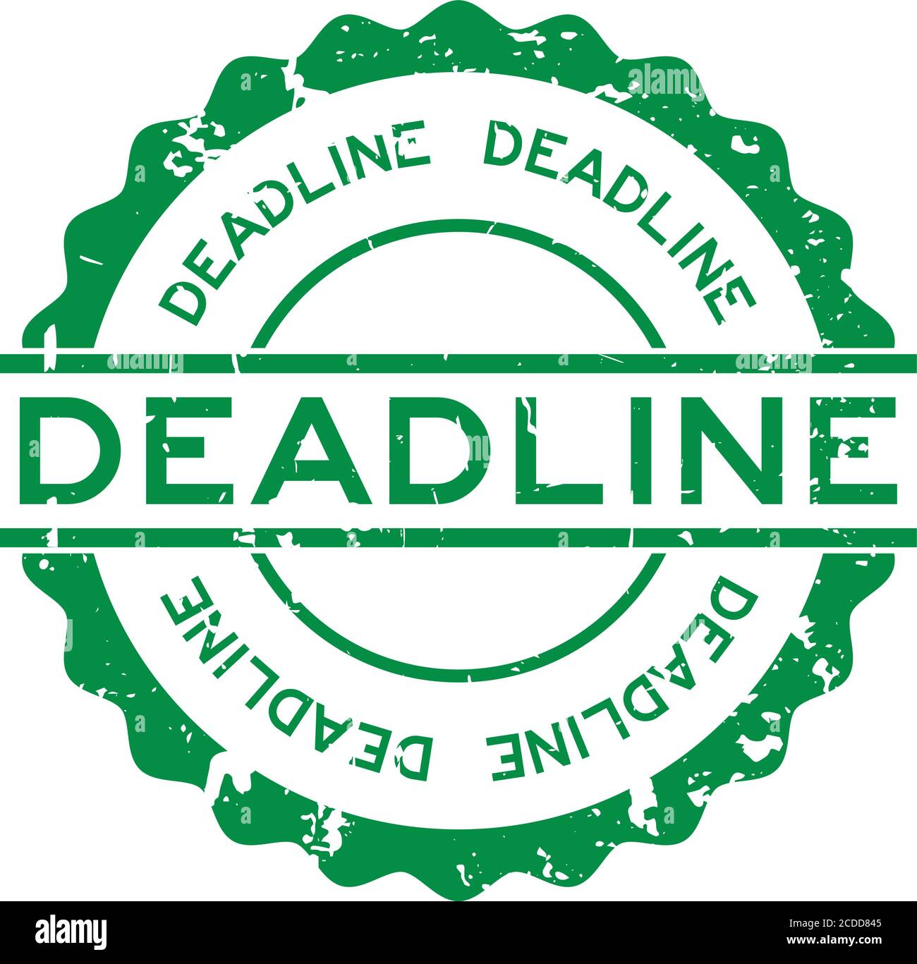 Grunge green deadline word round rubber seal stamp on white background ...