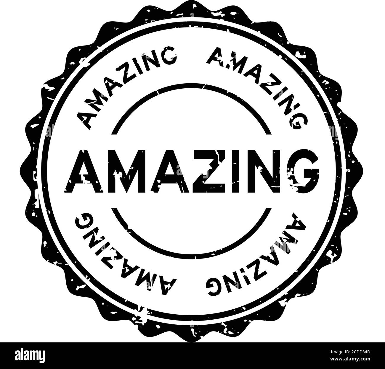 Grunge black amazing word round rubber seal stamp on white background ...