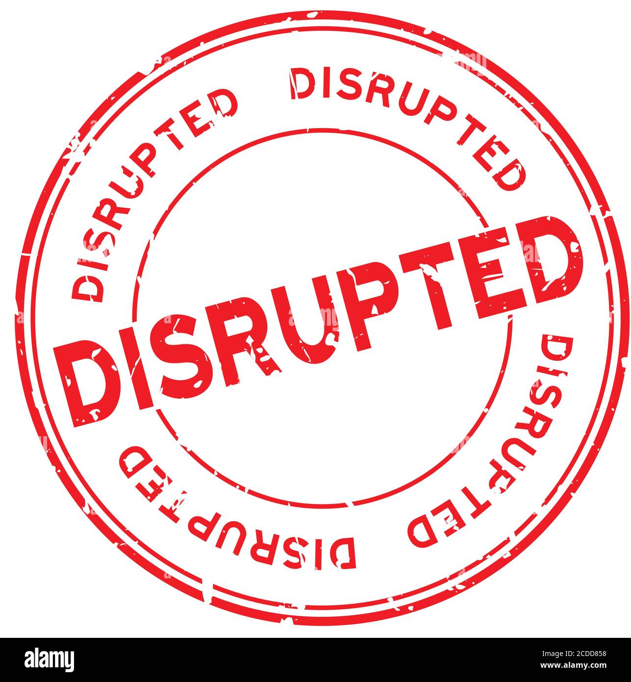 Grunge red disrupted word round rubber seal stamp on white background ...