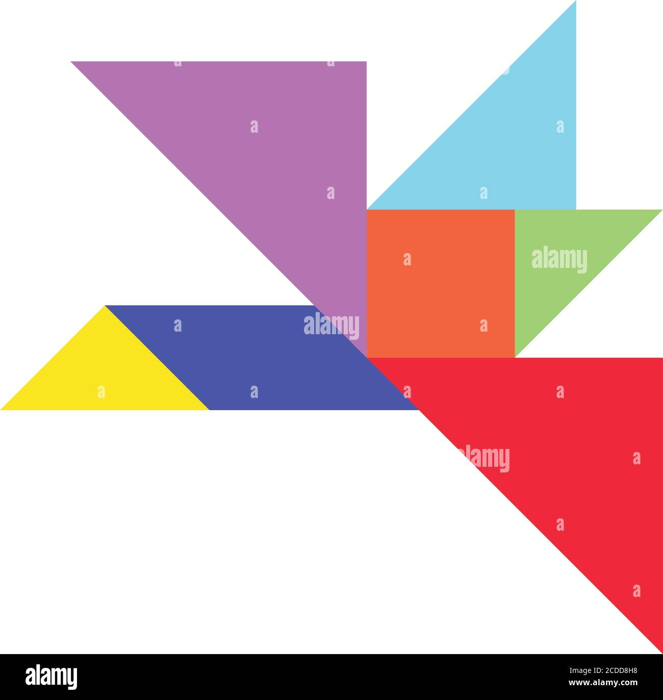 Color tangram puzzle in flying bird shape on white background Stock ...