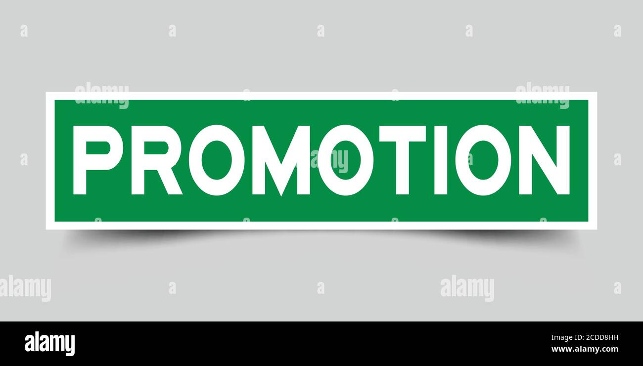 Green color label sticker in word promotion on gray background Stock ...