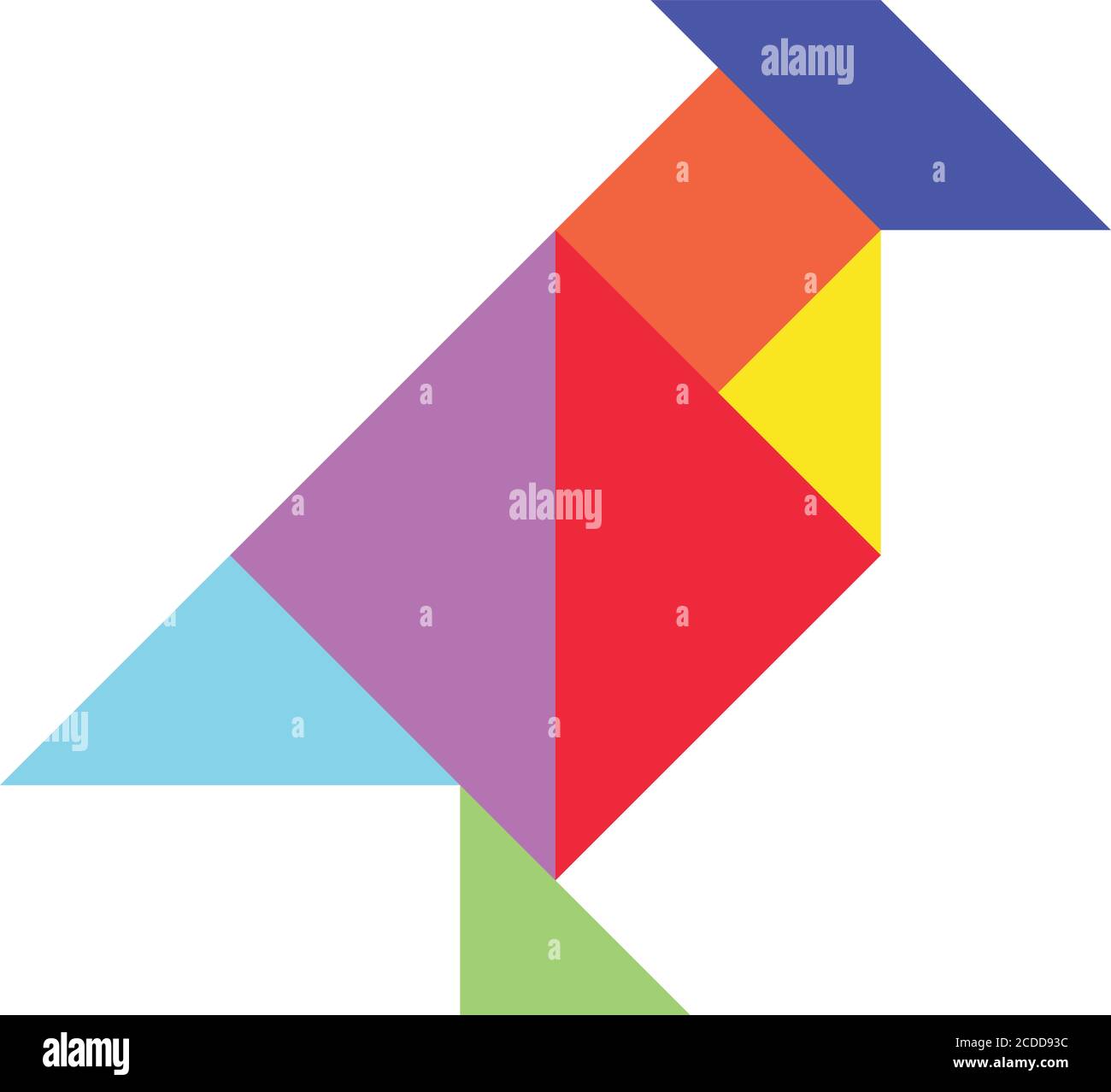 Color tangram puzzle in bird shape on white background Stock Vector ...