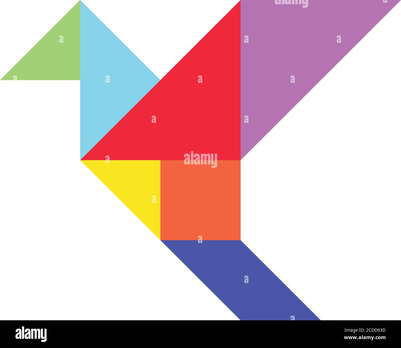 Color tangram puzzle in flying bird shape on white background Stock ...