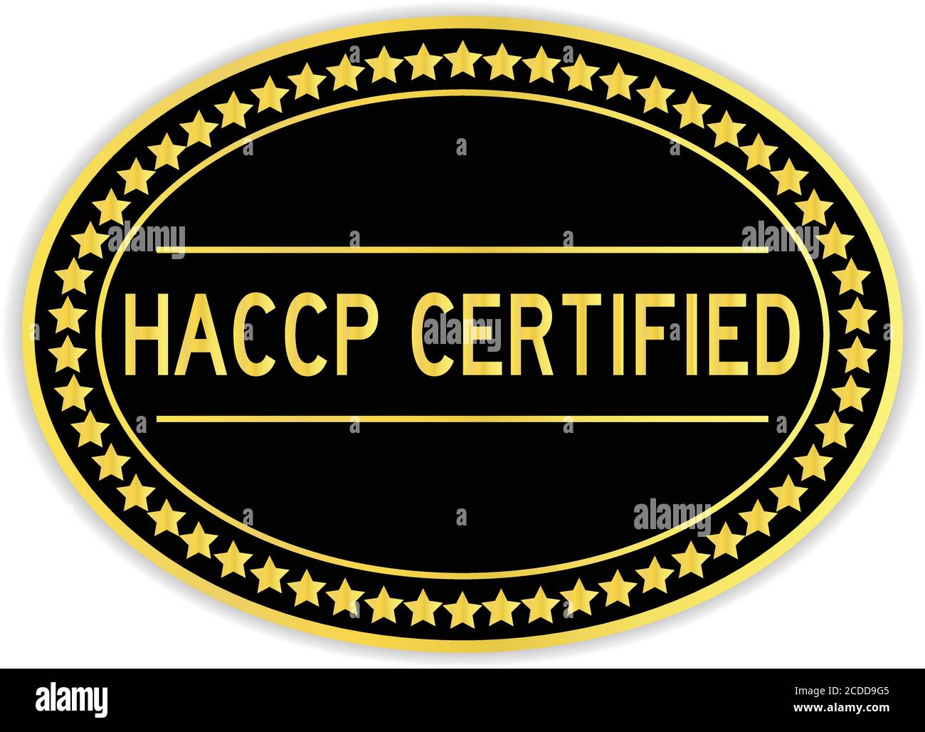 Black and gold color oval sticker in word HACCP (Hazard analysis and ...