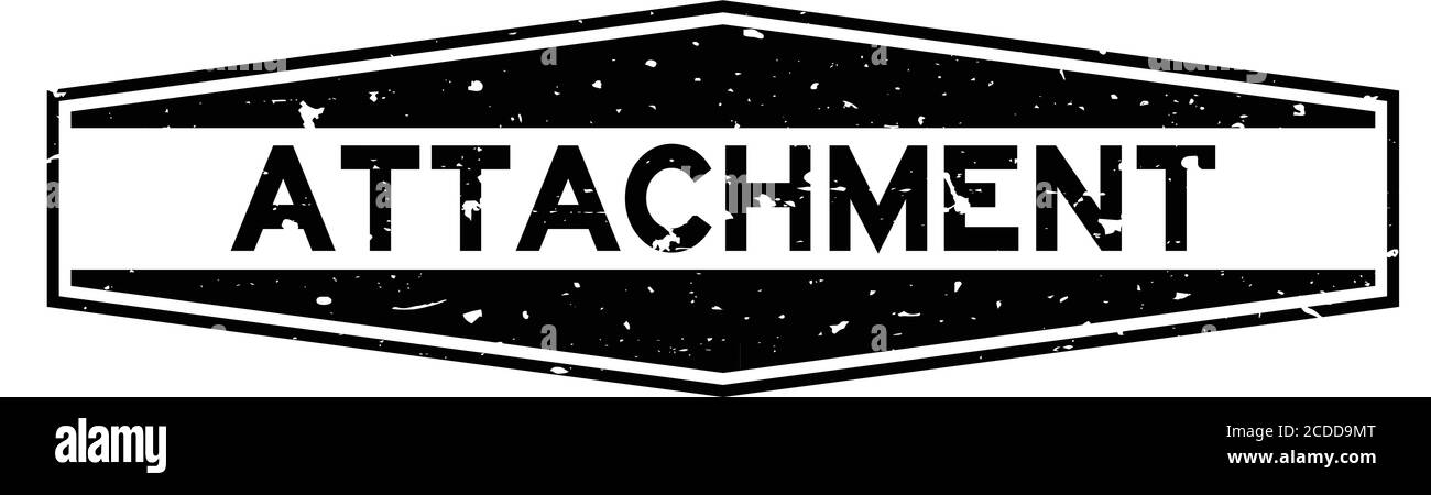 Grunge black attachment word hexagon rubber seal stamp on white ...