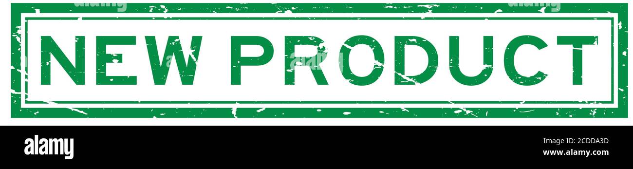 Grunge green new product square rubber seal stamp on white background ...