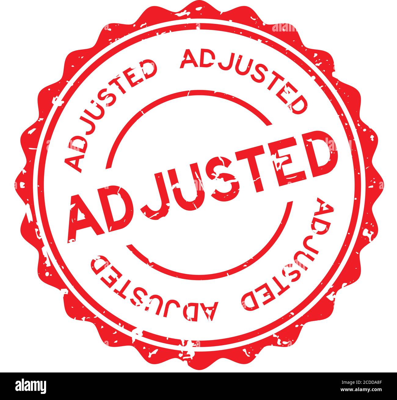 Grunge red adjusted word round rubber seal stamp on white background ...