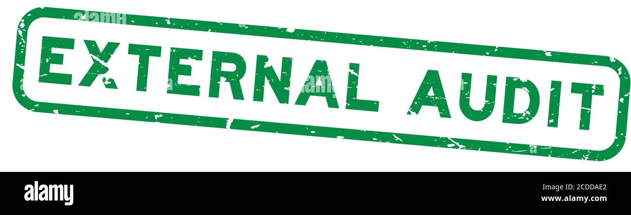 Grunge green external audit word rubber seal stamp on white background ...