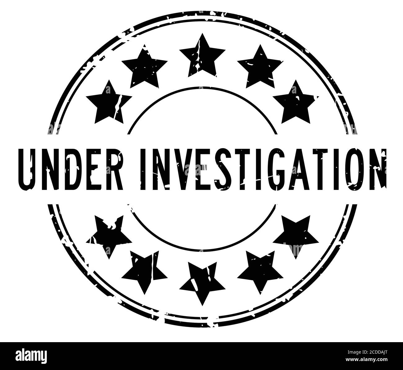 Grunge black under investigation word with star icon rubber seal stamp ...