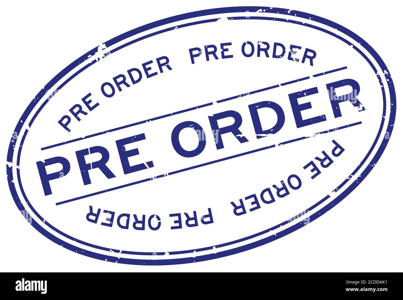 Grunge blue pre order word oval rubber seal stamp on white background ...