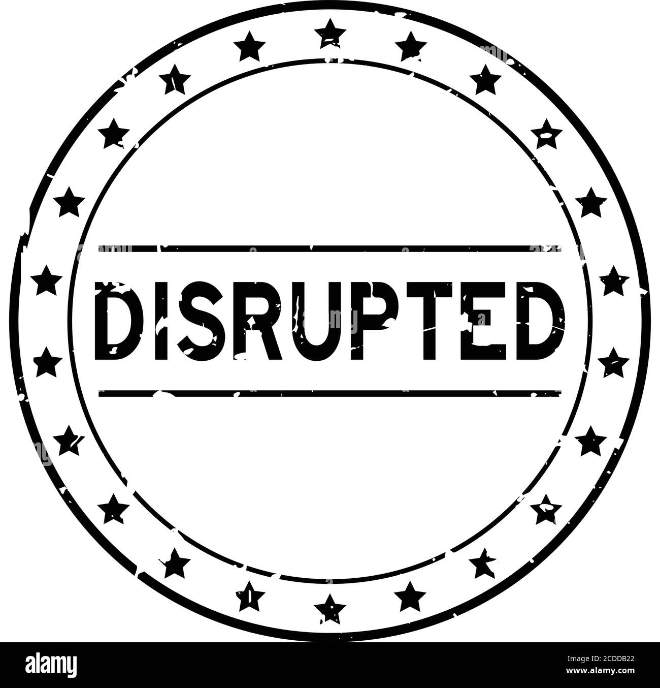 Grunge black disrupted word round rubber seal stamp on white background ...