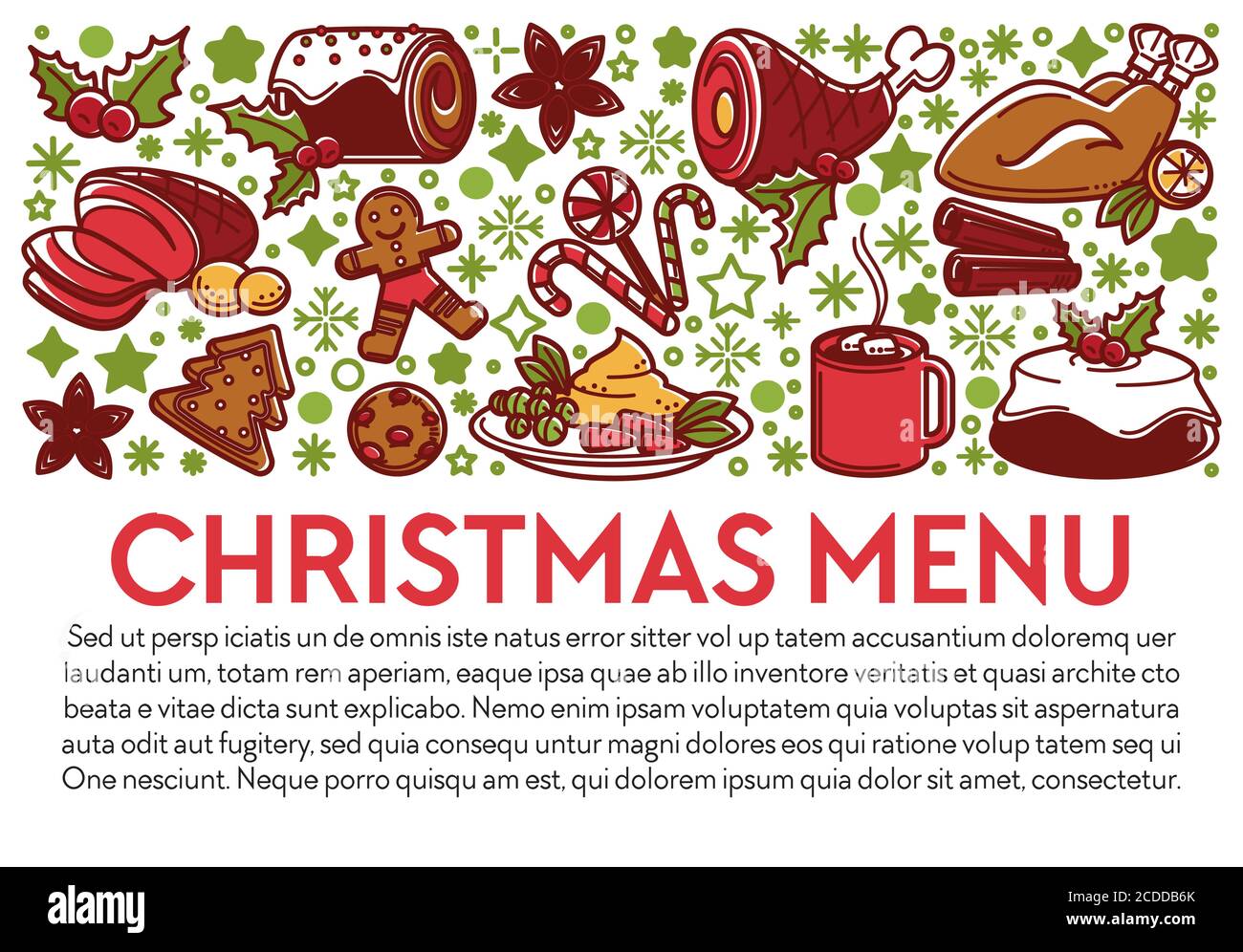 Christmas menu banner with dishes and text sample Stock Vector Image ...