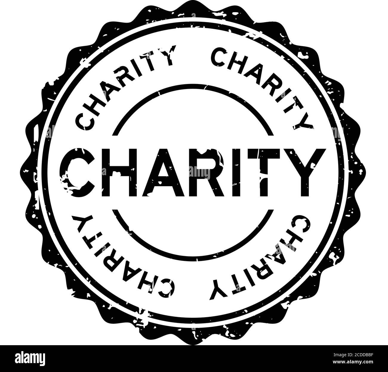 Grunge black charity word round rubber seal stamp on white background ...