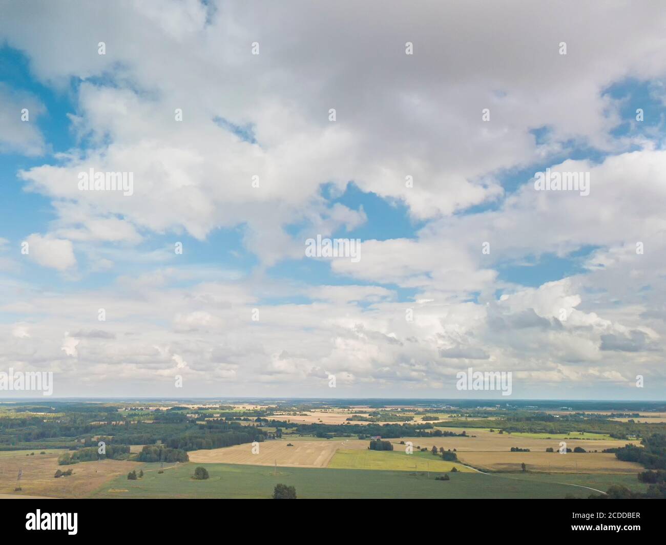 Drone photo, beautiful summer clouds and Estonian countryside landscape ...