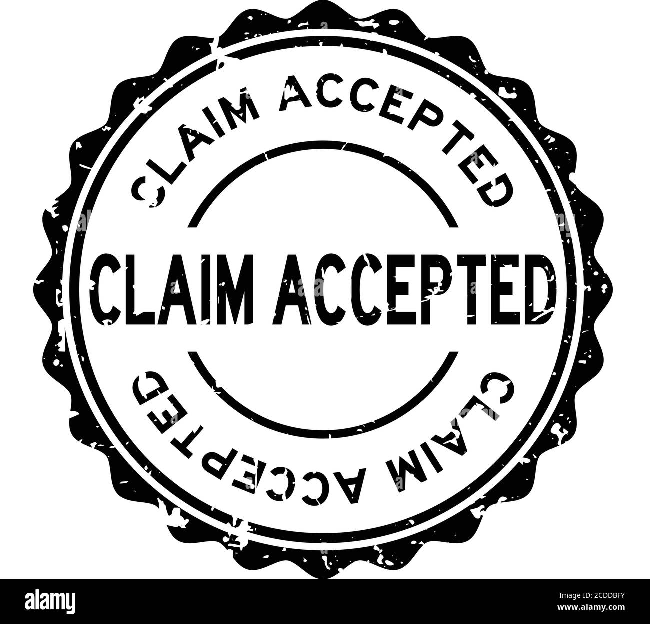 Grunge black claim accepted word round rubber seal stamp on white ...