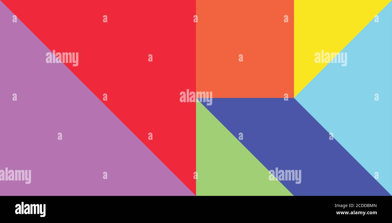 Color tangram puzzle in square or rectangle shape on white background ...
