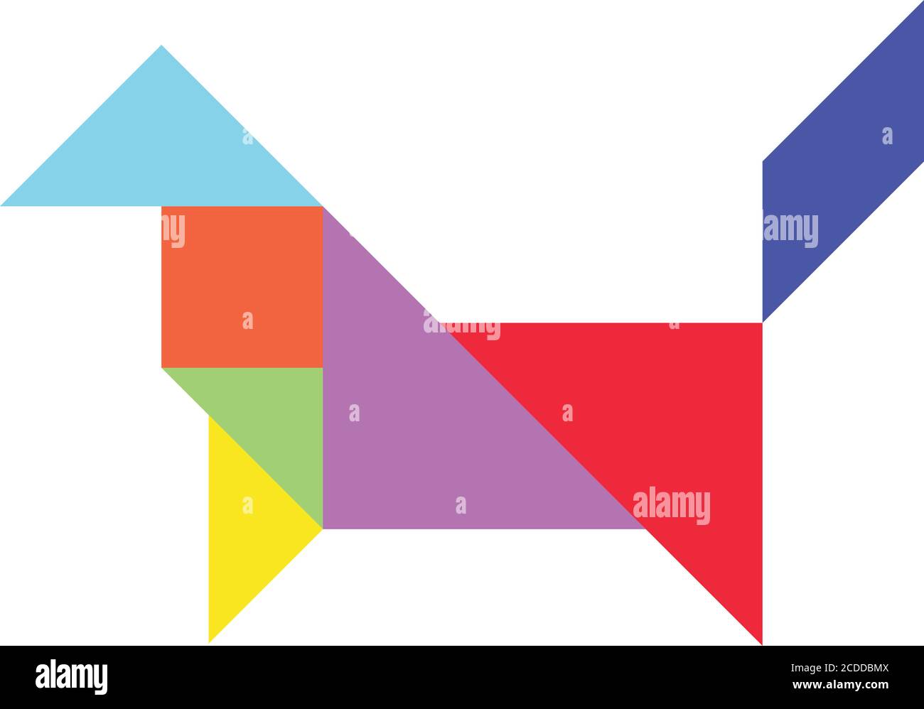 Color tangram puzzle in dog shape on white background (vector Stock ...