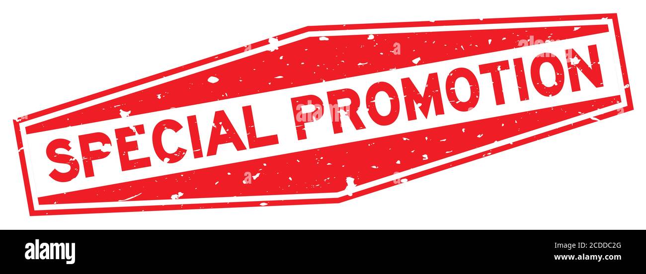 Grunge red special promotion word hexagon rubber seal stamp on white ...