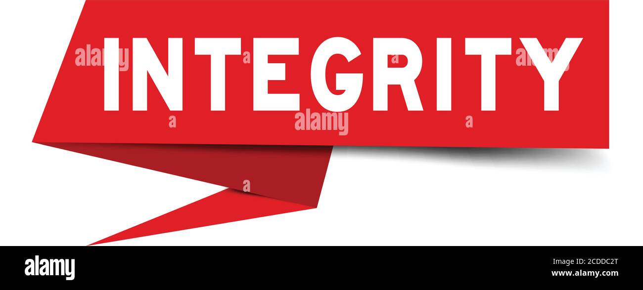 Red paper speech banner with word integrity on white background (Vector ...