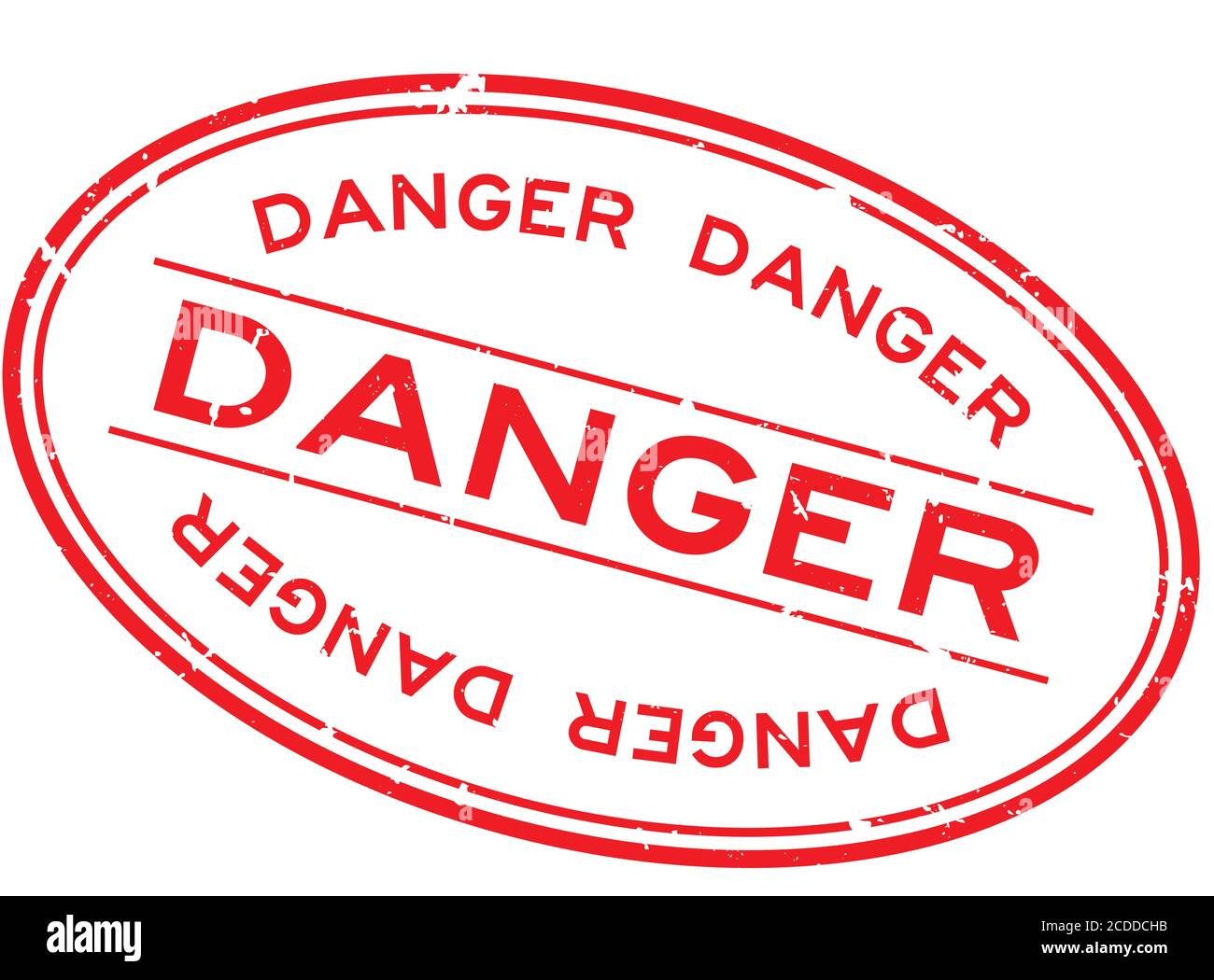 Grunge red danger word oval rubber seal stamp on white background Stock ...