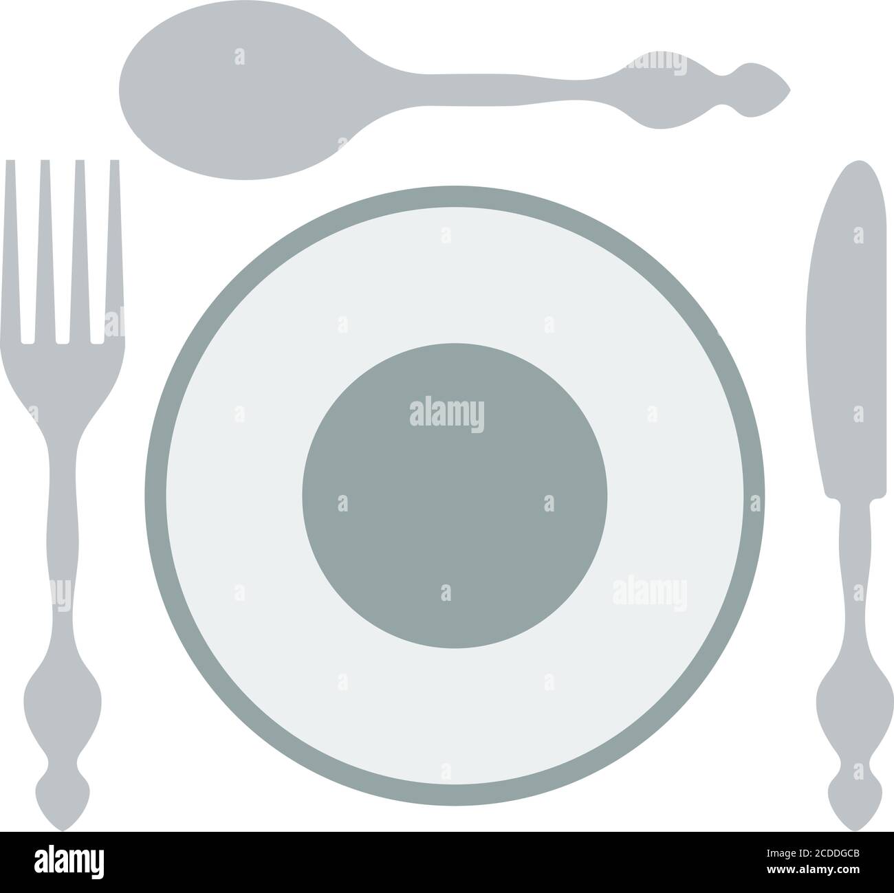 Silverware And Plate Icon. Flat Color Design. Vector Illustration Stock ...