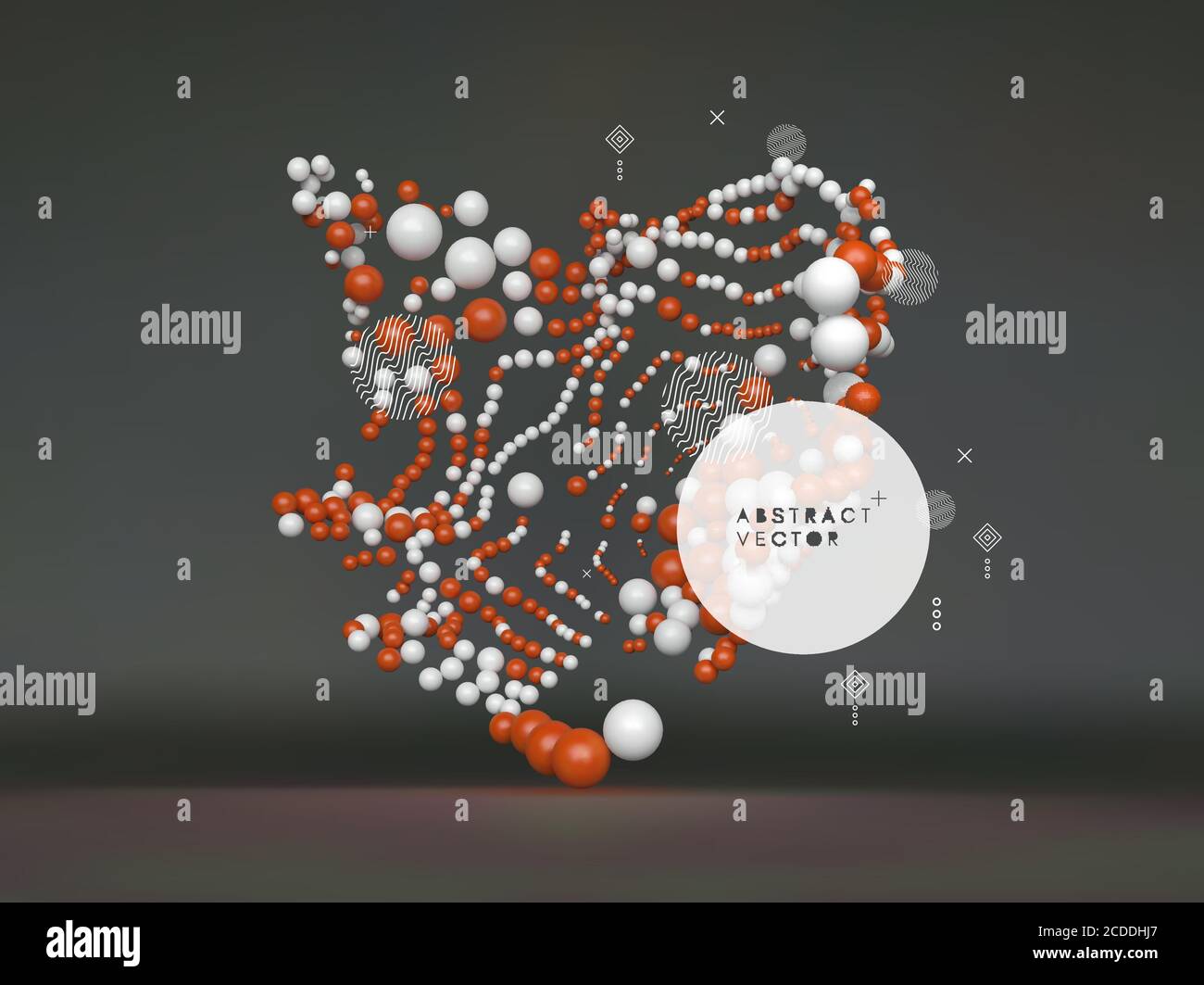 3D sphere composition. Many balls in empty space. Abstract background ...