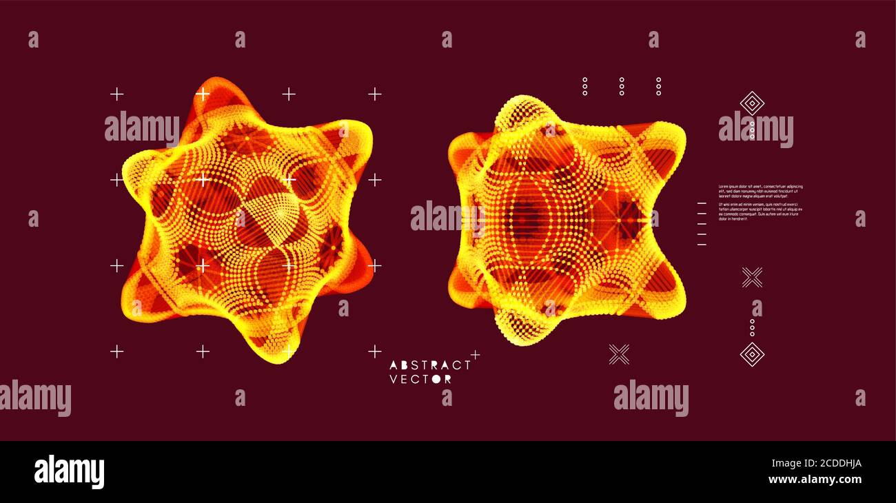 Object With Lines And Dots Molecular Grid Technology Style With