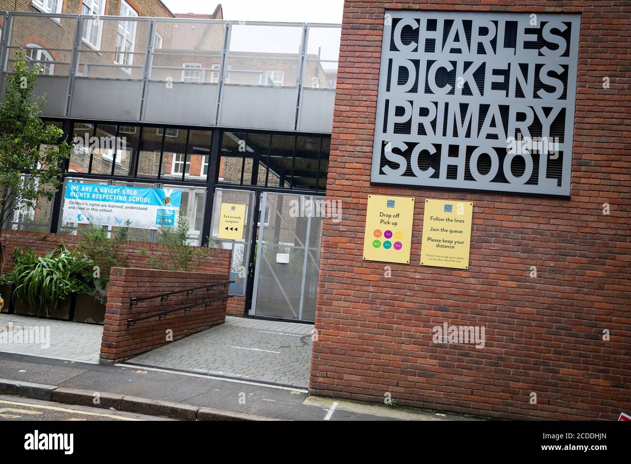 Social distancing drop off and queue markers as The Charles Dickens ...