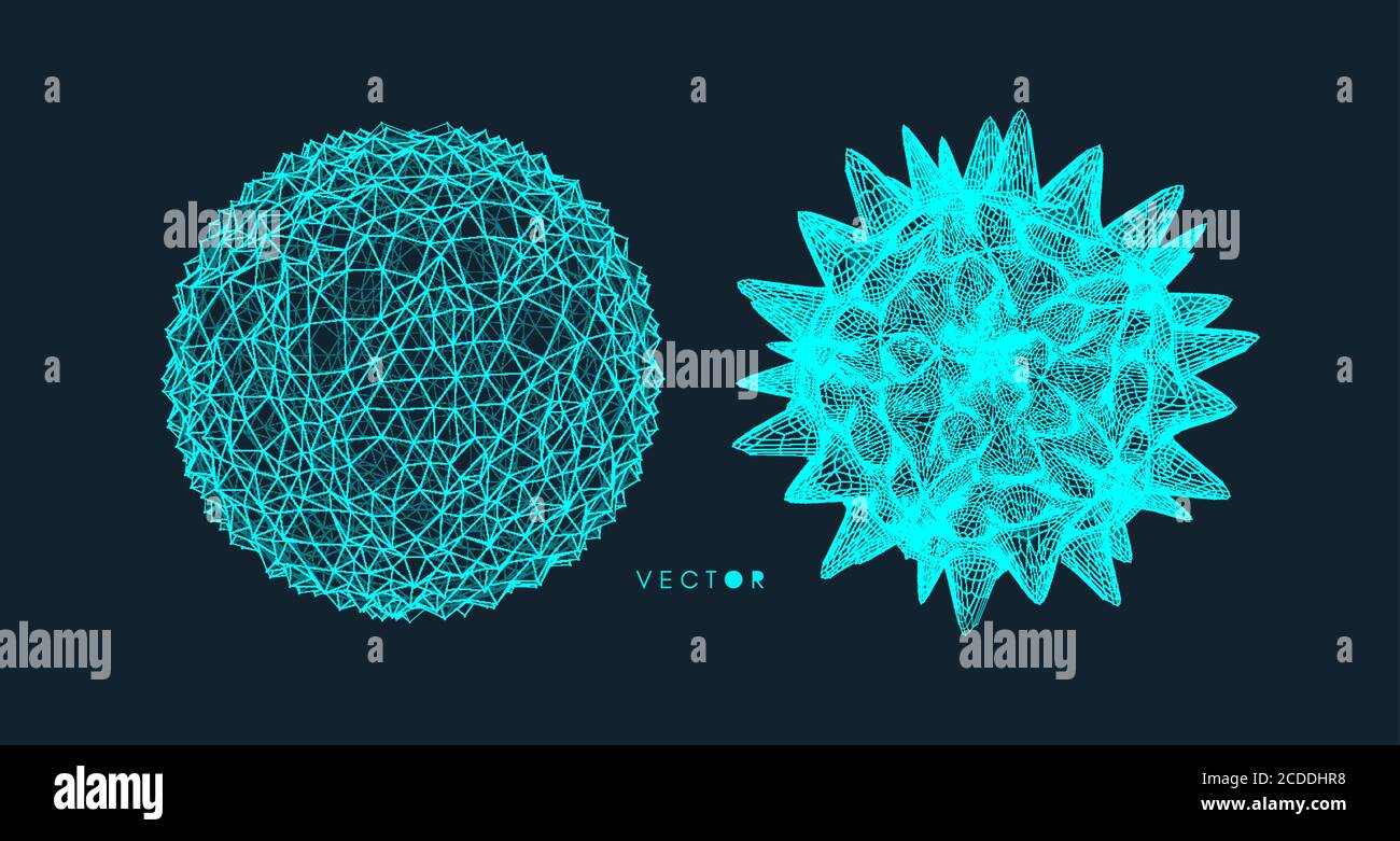 Sphere with connected lines. Crystal. Global digital connections. Wireframe illustration ...