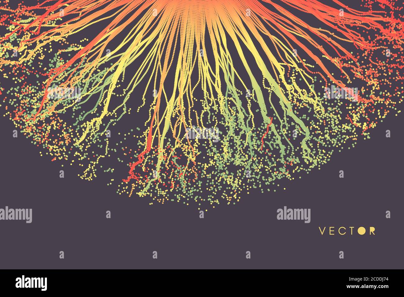 Abstract science or technology background. Array with dynamic particles. Vector illustration ...